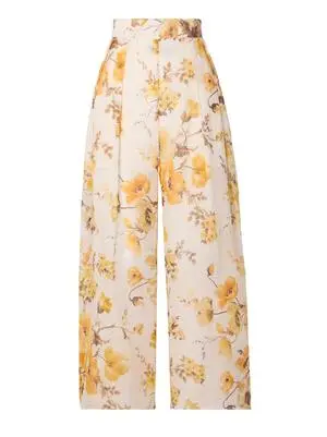 Zimmermann Floral Print Wide-leg Pants - Orange