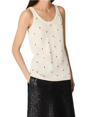 Bottega Veneta Embroidered Matches Tank Top - Chalk/lacquer