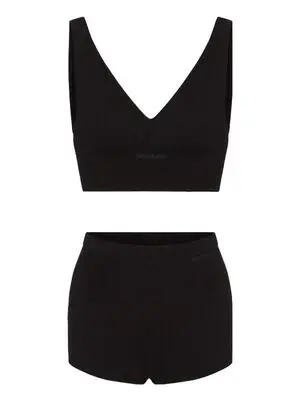 Red Valentino Knitted V-neck Set - Black