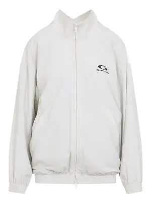 Balenciaga Logo Embroidered Zip-up Jacket - White