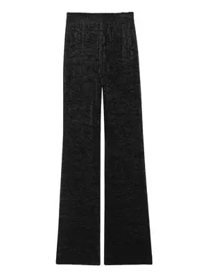 Saint Laurent Wide-leg Velvet Trousers - Black