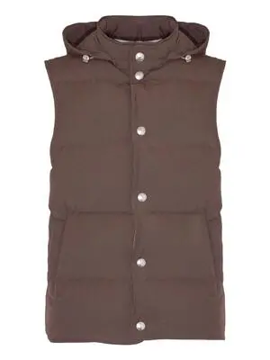 Eleventy Eleventy Hooded Padded Vest Brown
