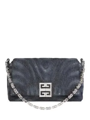 Givenchy 4g Plaque Quilted Denim Small Shoulder Bag - Black