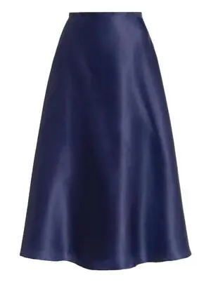 Alberta Ferretti Satin Organza A-line Skirt - Blue