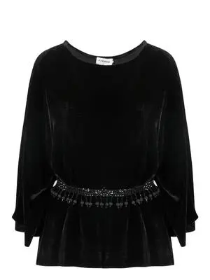 P.a.r.o.s.h Velvet Belted Blouse - Black