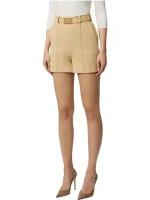 Elisabetta Franchi Belted Shorts - Camel