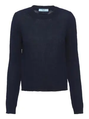 Prada Crewneck Knitted Jumper - Blue