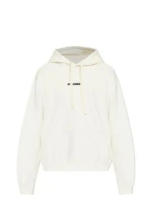 JIL SANDER Jil Sander Logo Printed Drawstring Hoodie White