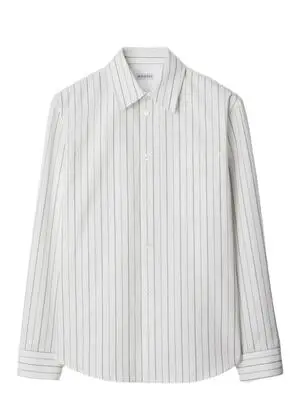 Burberry Logo Embroidered Striped Shirt - String/coal