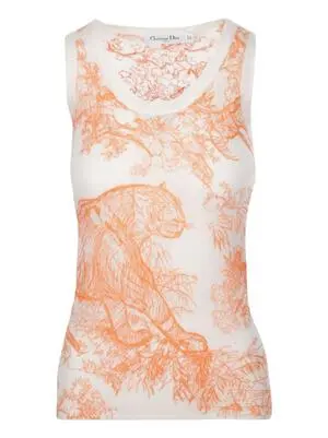 Dior Sleeveless Vest With Tiger Motif - Nude