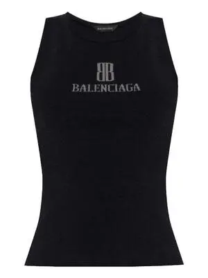 Balenciaga Bb Logo Tank Top - Black
