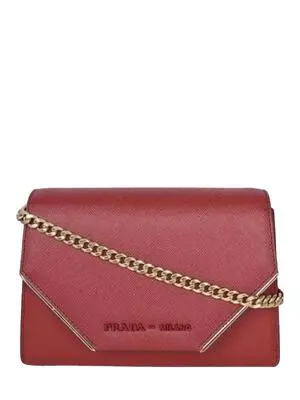 Prada Flip Logo Shoulder Bag - Brown