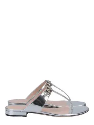 Gucci Metallic Thong Sandals With Horsebit Detail - Silver