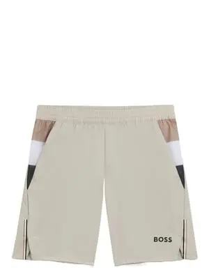 Hugo Boss Elasticated Waistband Shorts With Letter Details - Nude