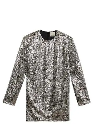 Isabel Marant Étoile Heliane Sequined Tulle Mini Dress - Gray