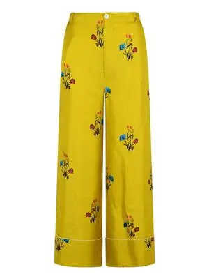 Marni Straight-leg Floral Printed Casual Pants - Yellow
