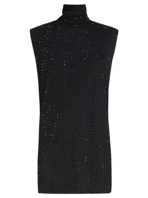 Sportmax Rhinestone Embellished High Neck Dress - Black