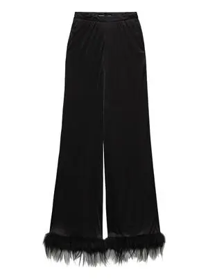 Prada Wide-leg Trousers With Sheepskin Trim - Black