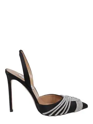 AQUAZZURA Exposed Stiletto High Heel Slingbacks - Black