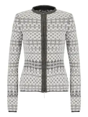 Giorgio Armani Zip-up Jacket With Geometric Pattern And Metal Trims - Gray