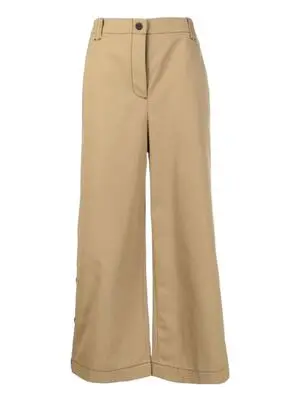 MSGM High-waisted Cropped Wide-leg Trousers With Button Detailing - Nude