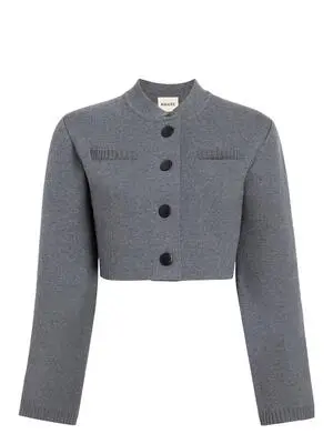 Khaite Ello Knit Cropped Jacket - Gray