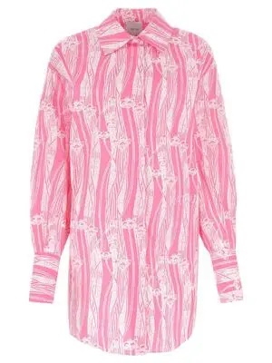 PATOU Printed Mini Dress With Shirt Collar - Pink