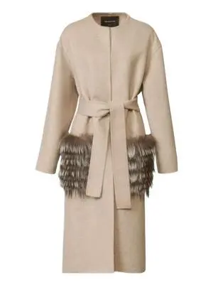 Fabiana Filippi Belted Coat With Fur Accents - Nude
