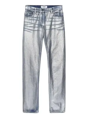 MSGM Metallic Straight Leg Jeans - Gray