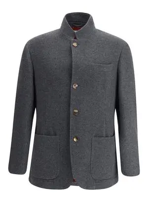 Brunello Cucinelli Single-breasted Jacket With Stand Collar - Black