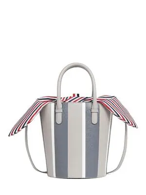 Thom Browne Rwb Stripe Lining Bucket Bag - Medium Gray