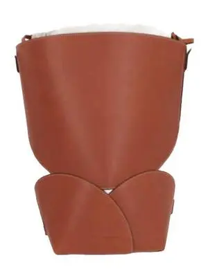 JIL SANDER Logo Embossed Drawstring Bucket Bag - Brown