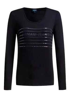 Emporio Armani Embellished Logo Long Sleeve T-shirt - Black