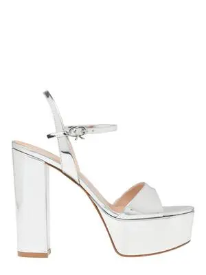 GIANVITO ROSSI Round Toe Platform High Heel Sandals - Silver