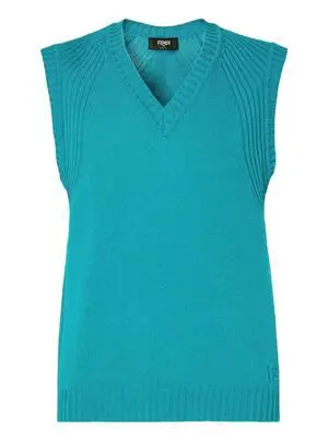 Fendi V-neck Knitted Vest - Light Blue