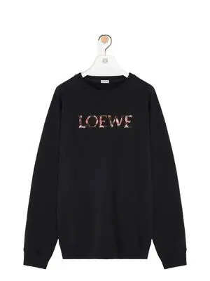 Loewe Logo Embroidered Crewneck Sweatshirt - Black