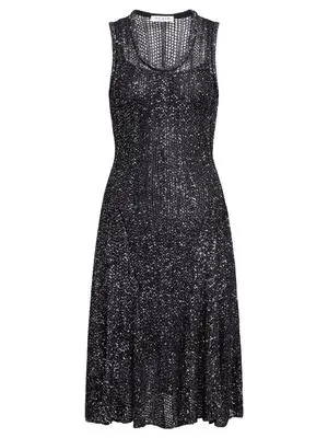 Alaïa Sequin Knit Skater Dress - Black/silver