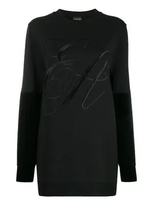 Emporio Armani Round Neck Long Sleeve Sweater - Black