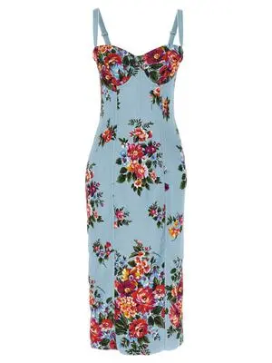 Dolce & Gabbana Floral Print Midi Dress - Multicolor