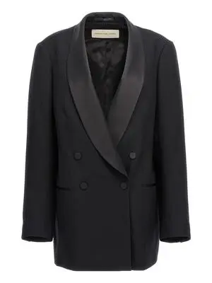 Dries Van Noten Double-breasted Tuxedo Blazer - Black