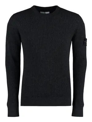 Stone Island Compass Patch Virgin Wool Jumper - Black