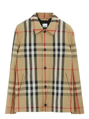 Burberry Checked Shirt Jacket - Nude
