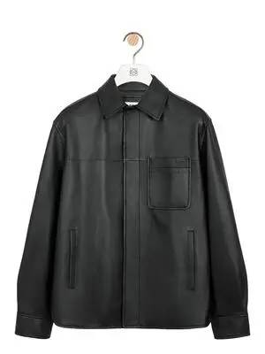 Loewe Loewe Curved Hem Leather Shirt Black