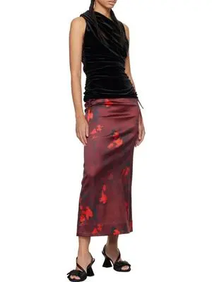 GANNI Velvet Sleeveless Top With Asymmetrical V-neck And Smocked Details - Black