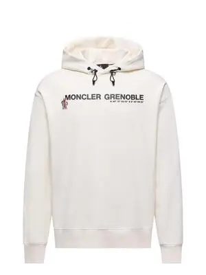 Moncler Logo Embroidered Long-sleeved Hoodie - White