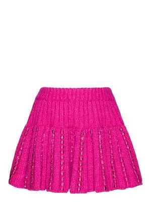 Valentino Garavani Flared Hem Knitted Mini Skirt With Sequins - Pink