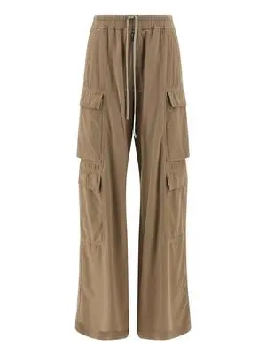 Rick Owens Wide Leg Cargo Pants With Drawstring And Zip Flap Pockets - Light Brown