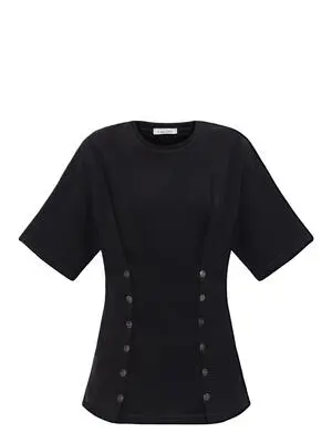 LANVIN Fitted T-shirt With Metal Appliqu - Black