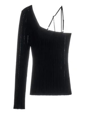 Helmut Lang Ribbed One-shoulder Top - Black