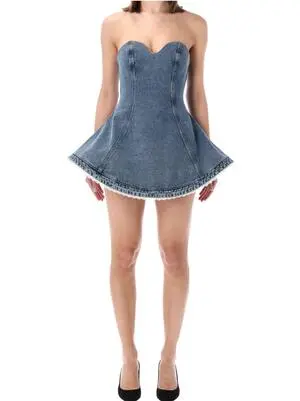 Magda Butrym Denim Washed Bustier Dress - Blue